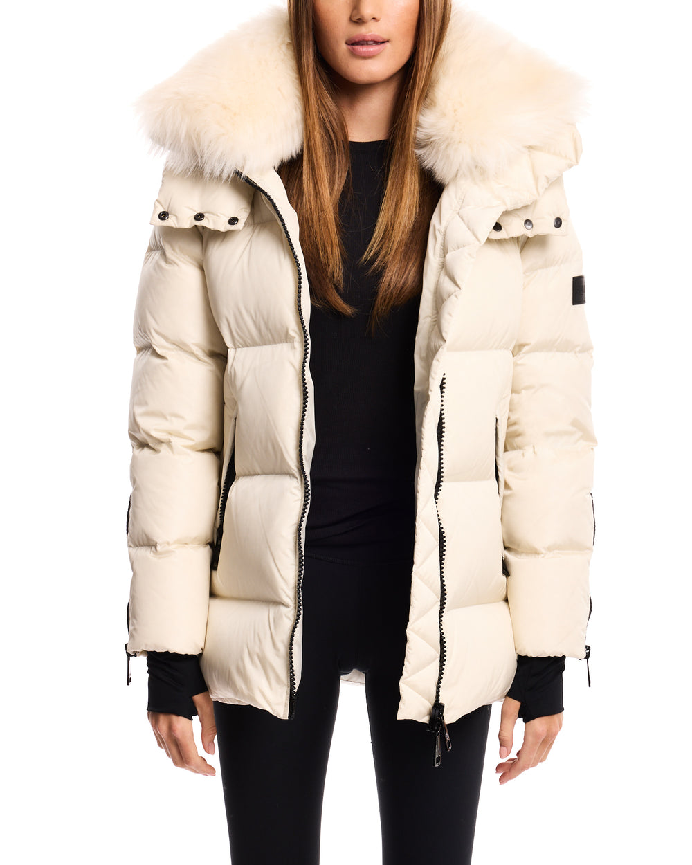 SAM new york scarlett womens winter down coat with shearling collar in ...